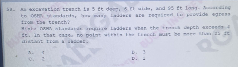 58. An excavation trench is 5 ft deep, 6 ft | StudyX