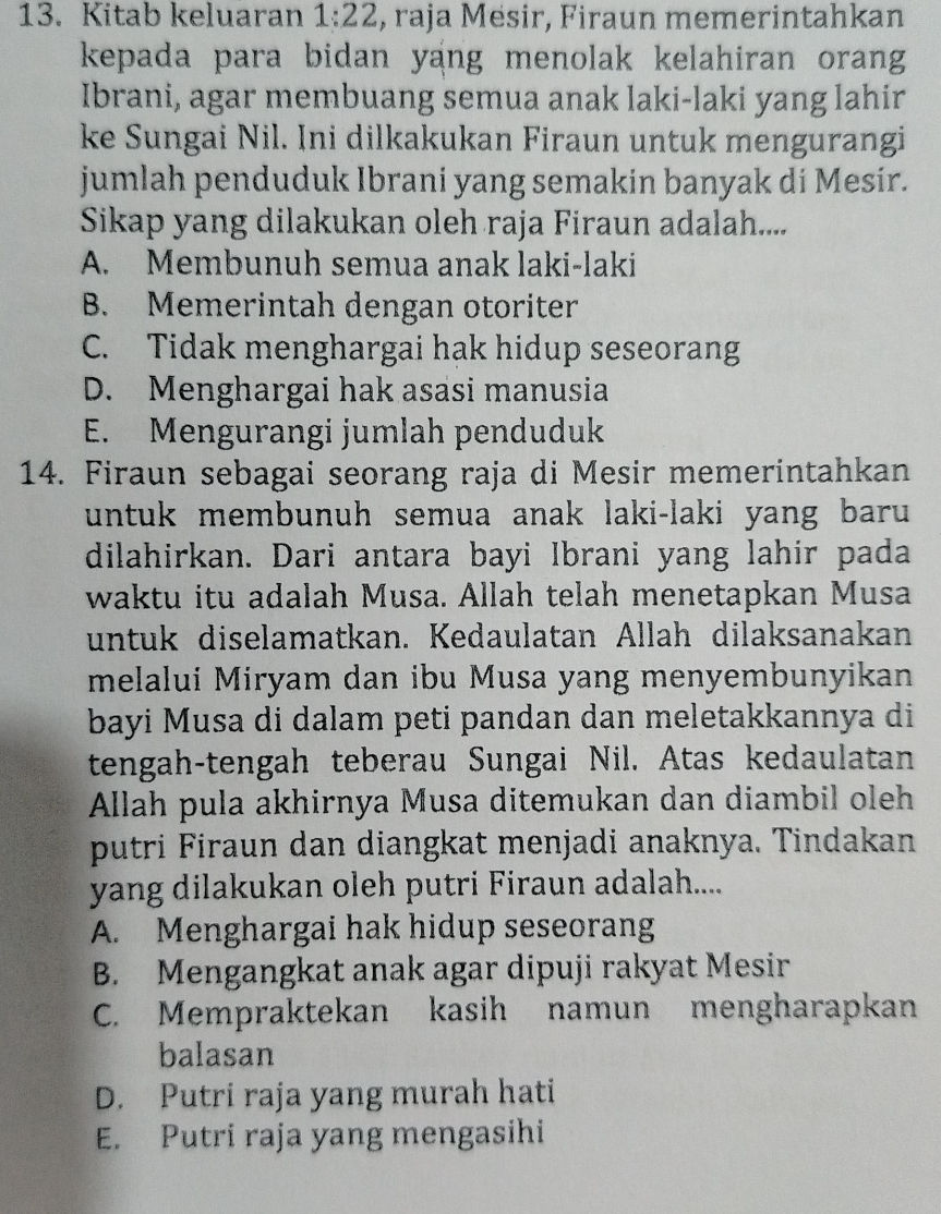 13. Kitab keluaran 1:22, raja Mesir, Firaun | StudyX