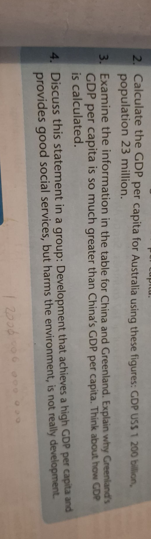 2. Calculate the GDP per capita for | StudyX