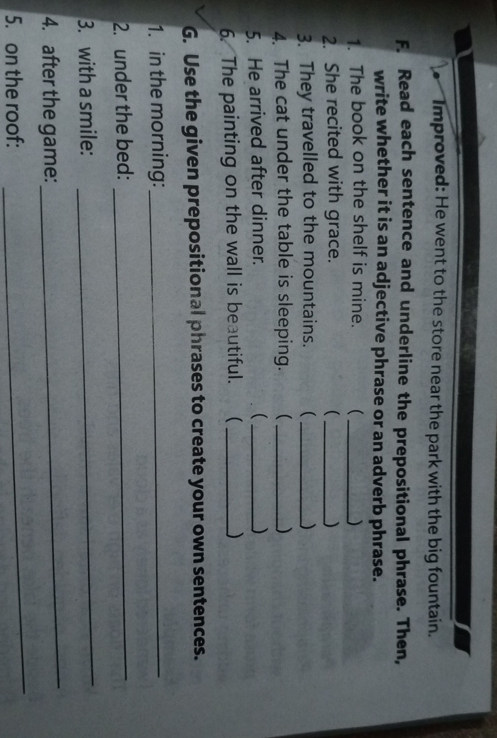 F. Read each sentence and underline the | StudyX