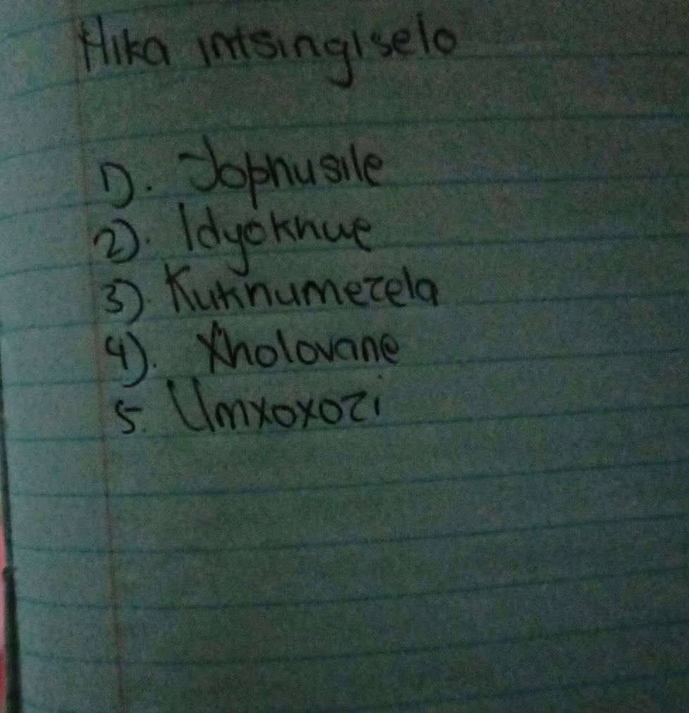 Hika intsingiselo D. Jopnusile 2). Idyoknue | StudyX