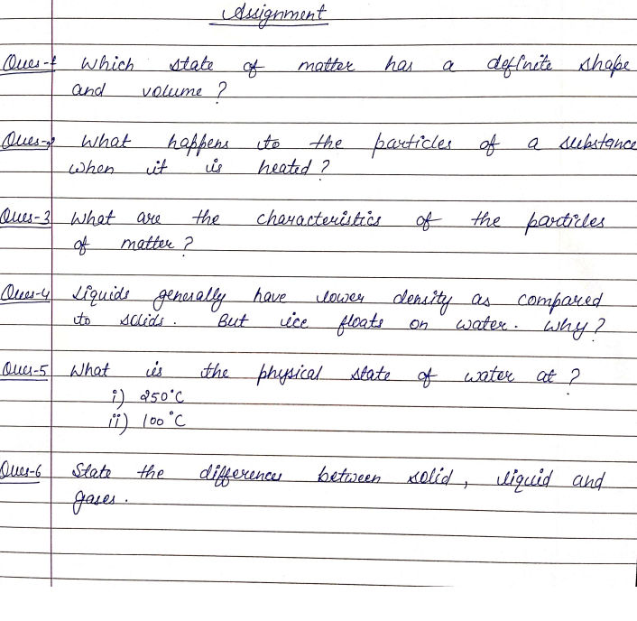 Ques-1 Which state of matter has a definite | StudyX