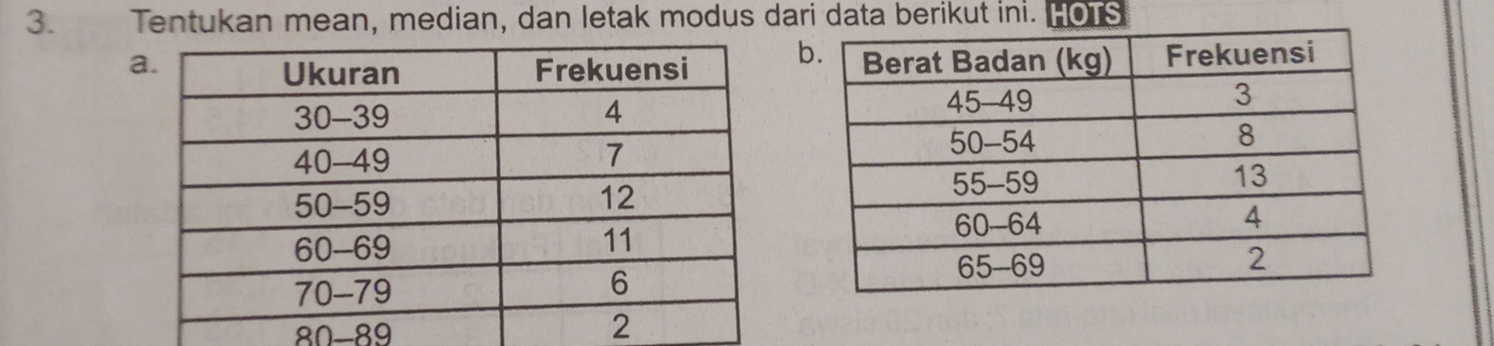 3. Tentukan mean, median, dan letak modus | StudyX