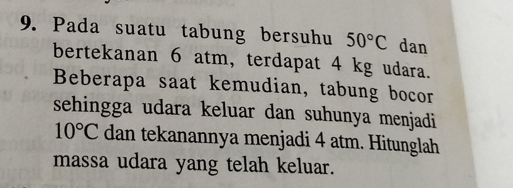 9. Pada suatu tabung bersuhu 50°C dan | StudyX
