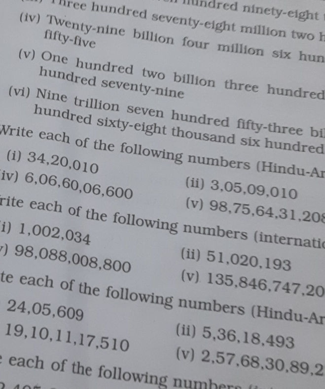 Write each of the following numbers