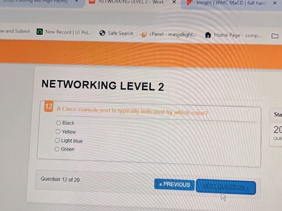 A Cisco console port is typically indicated | StudyX
