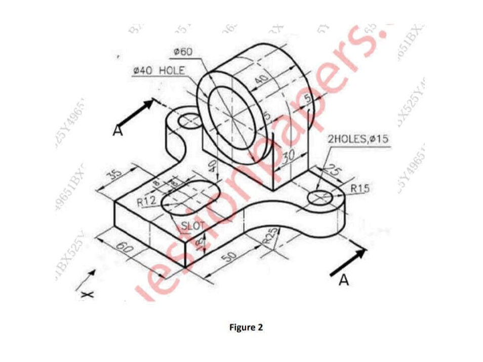 The image shows a 3D engineering drawing | StudyX