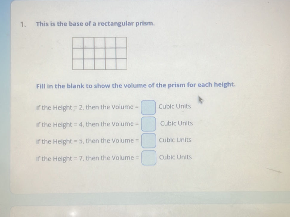 1. This is the base of a rectangular prism. | StudyX