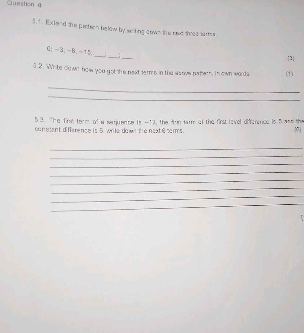 5.1. Extend the pattern below by writing | StudyX