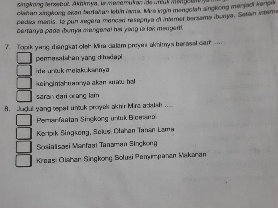 7. Topik yang diangkat oleh Mira dalam | StudyX