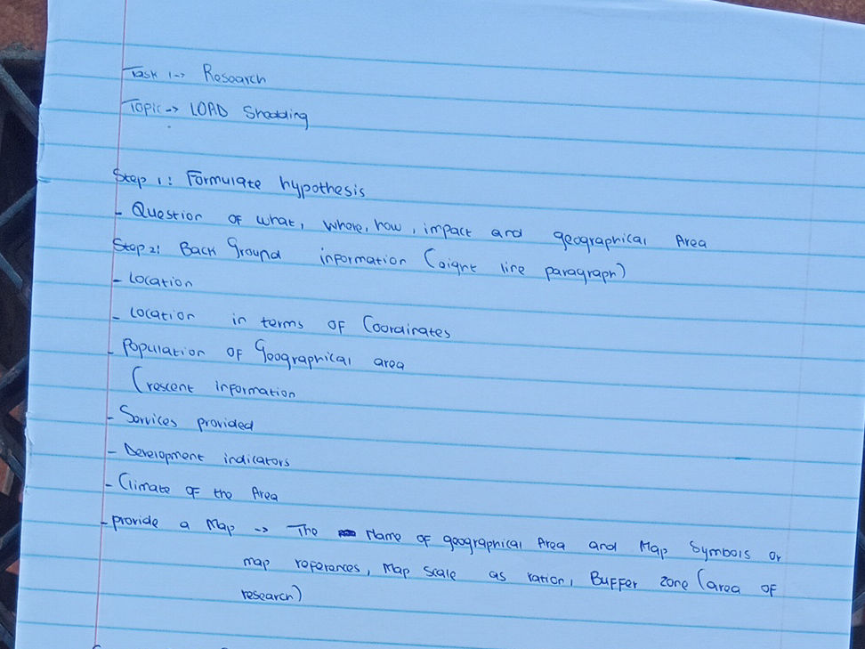 Task 1 -> Research Topic -> LOAD Shedding | StudyX