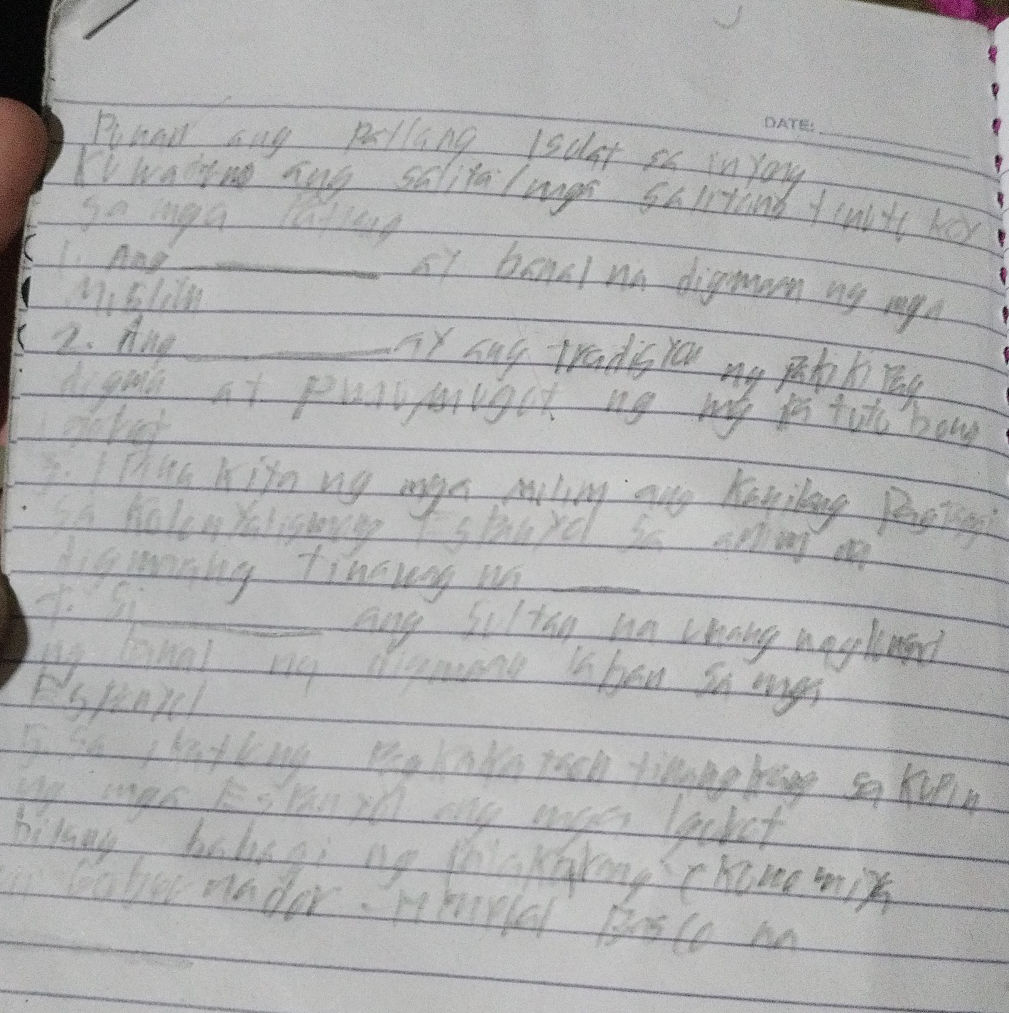 Punan ang patlang. Isulat sa inyong kwaderno | StudyX