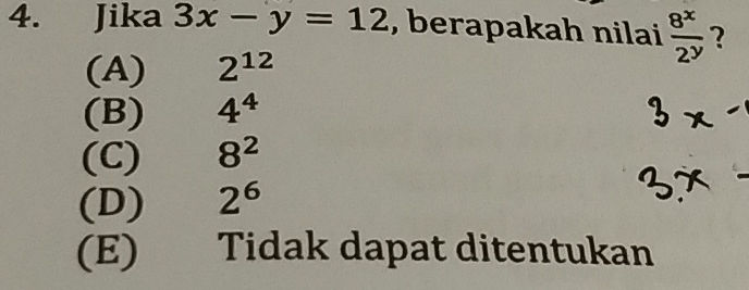 4. Jika $3 x-y=12$, berapakah nilai $ { | StudyX