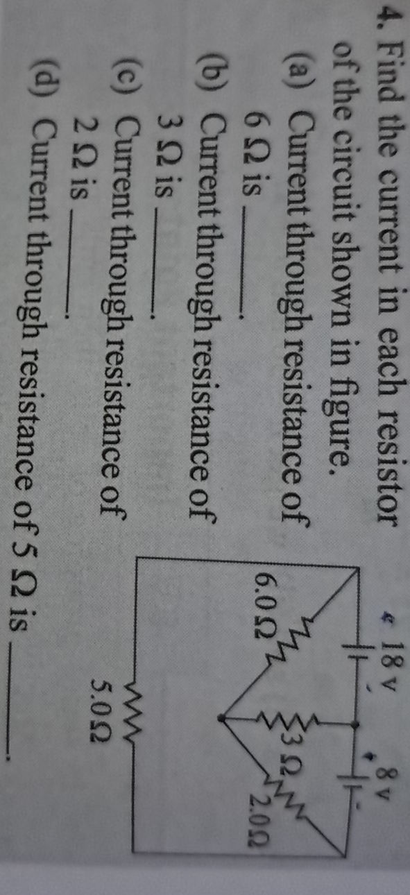 Find the current in each resistor of the