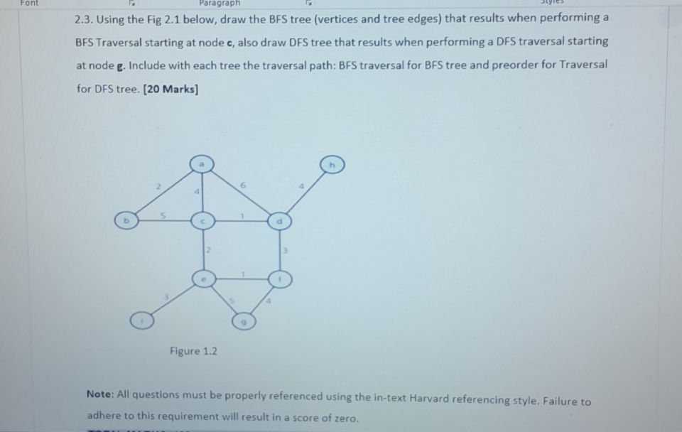 2.3. Using the Fig 2.1 below, draw the BFS | StudyX