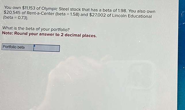 You own $11,153 of Olympic Steel stock that | StudyX