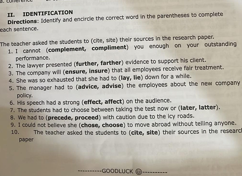 Directions: Identify and encircle the | StudyX