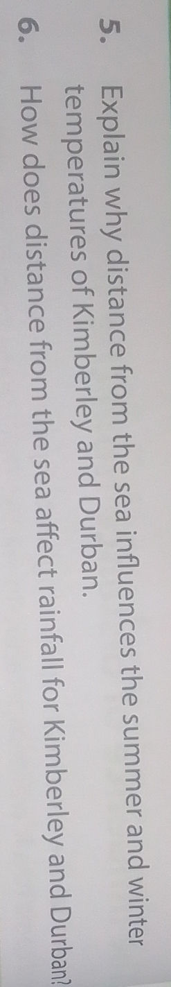 5. Explain why distance from the sea | StudyX