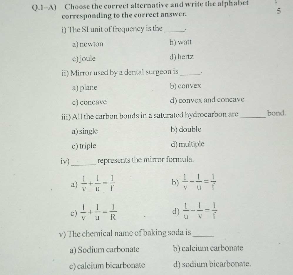 Q.1-A) Choose the correct alternative and | StudyX
