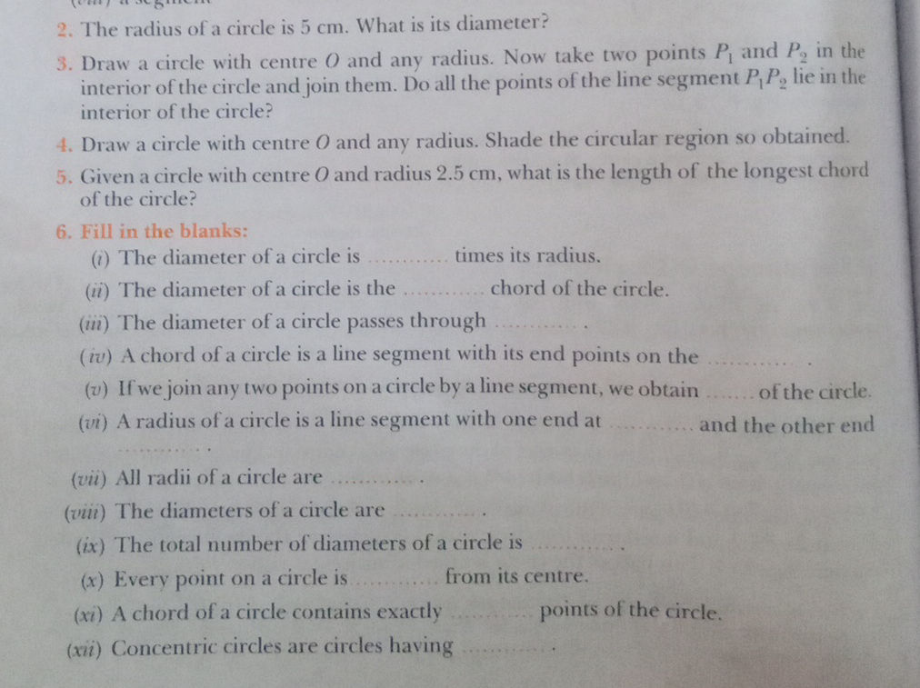 2. The radius of a circle is 5 cm. What is | StudyX