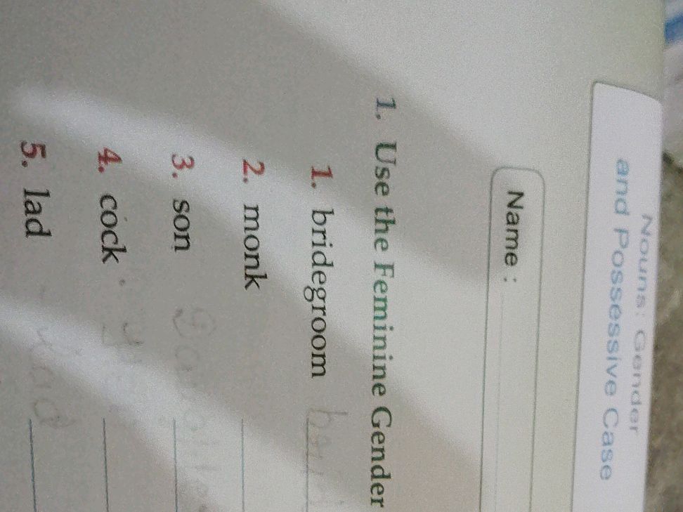 1. Use the Feminine Gender 1. bridegroom 2. | StudyX