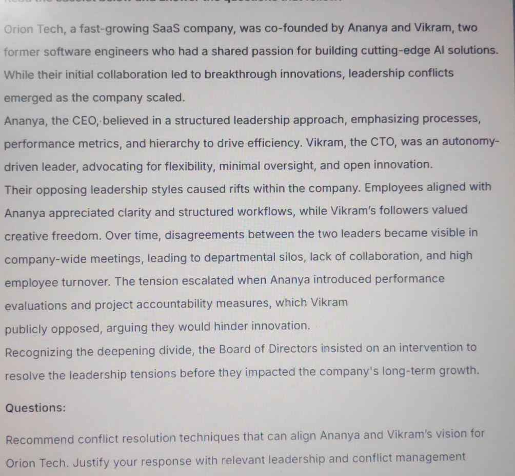 Recommend conflict resolution techniques | StudyX