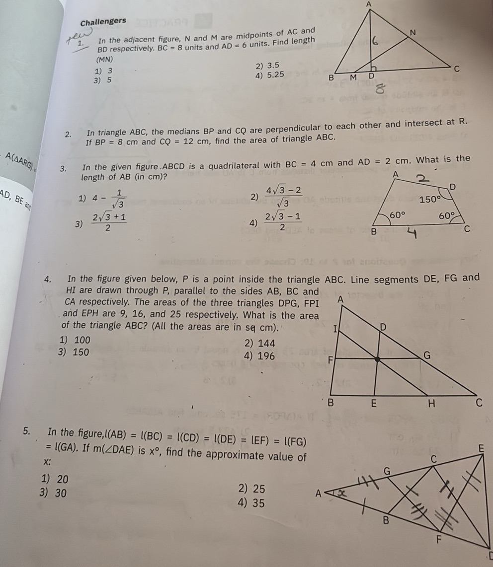 1. In the adjacent figure, N and M are | StudyX