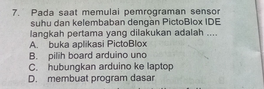 7. Pada saat memulai pemrograman sensor suhu | StudyX