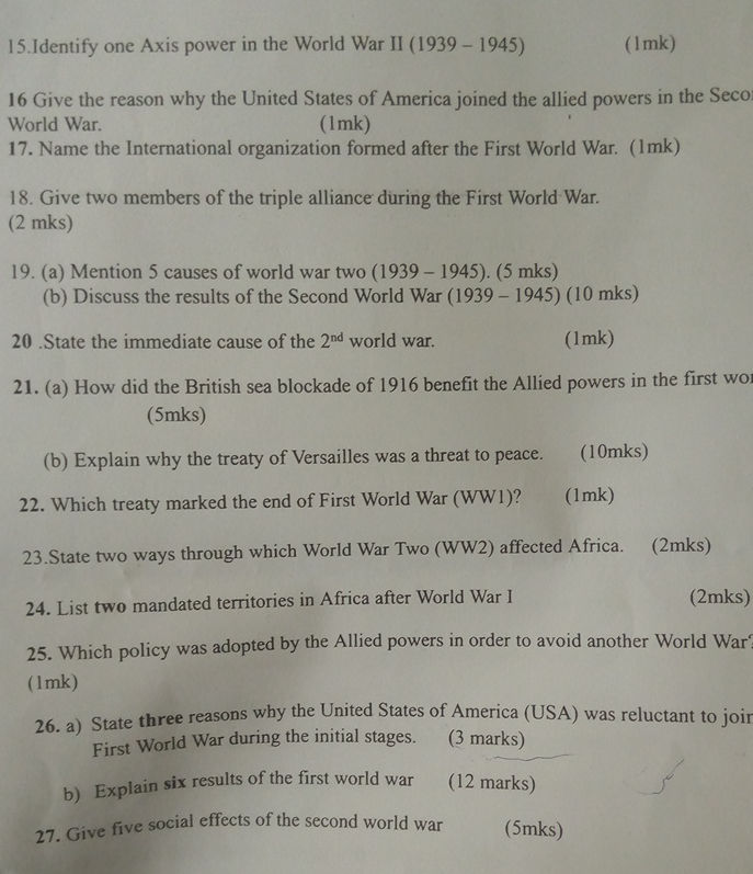 15. Identify one Axis power in the World War | StudyX