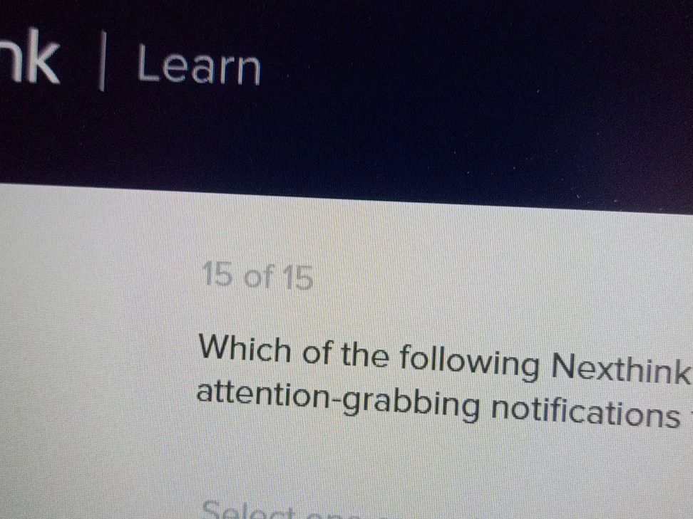 Which of the following Nexthink | StudyX