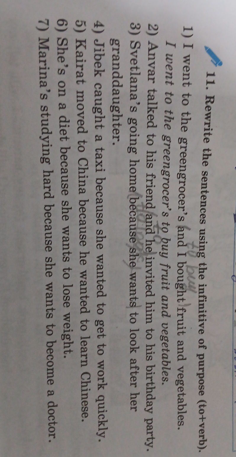 11. Rewrite the sentences using the | StudyX