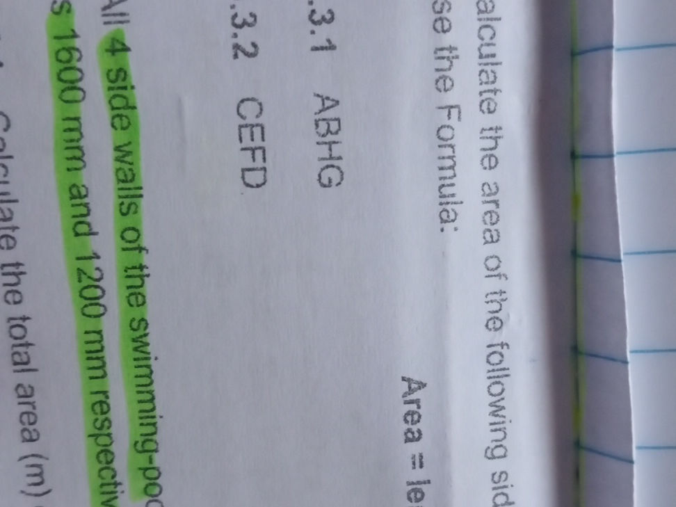 Calculate the area of the following sides | StudyX