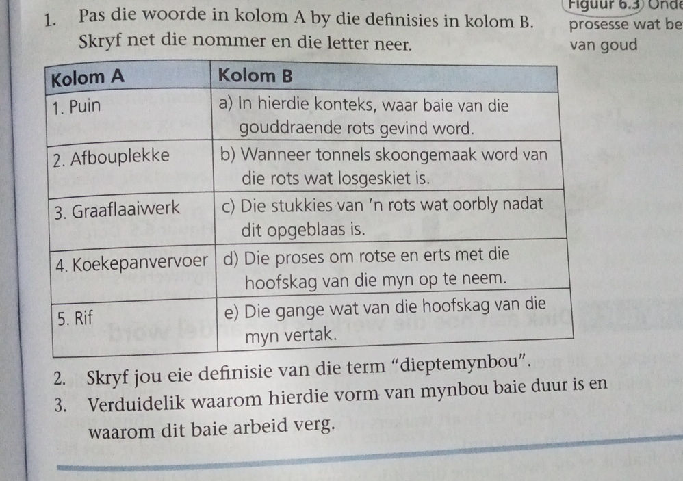1. Pas die woorde in kolom A by die | StudyX