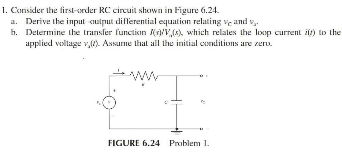 1. Consider the first-order RC circuit shown | StudyX