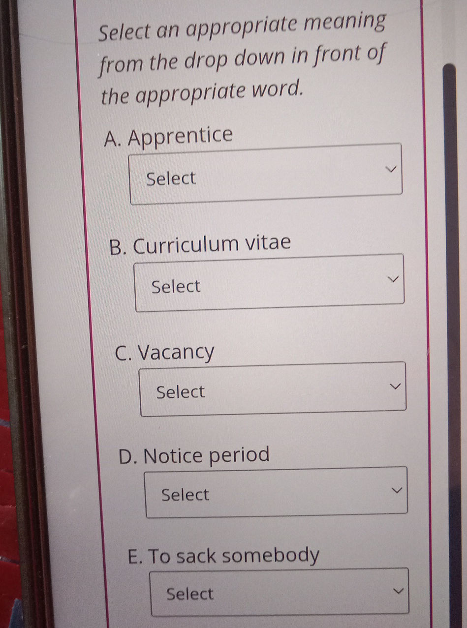 Select an appropriate meaning from the drop | StudyX