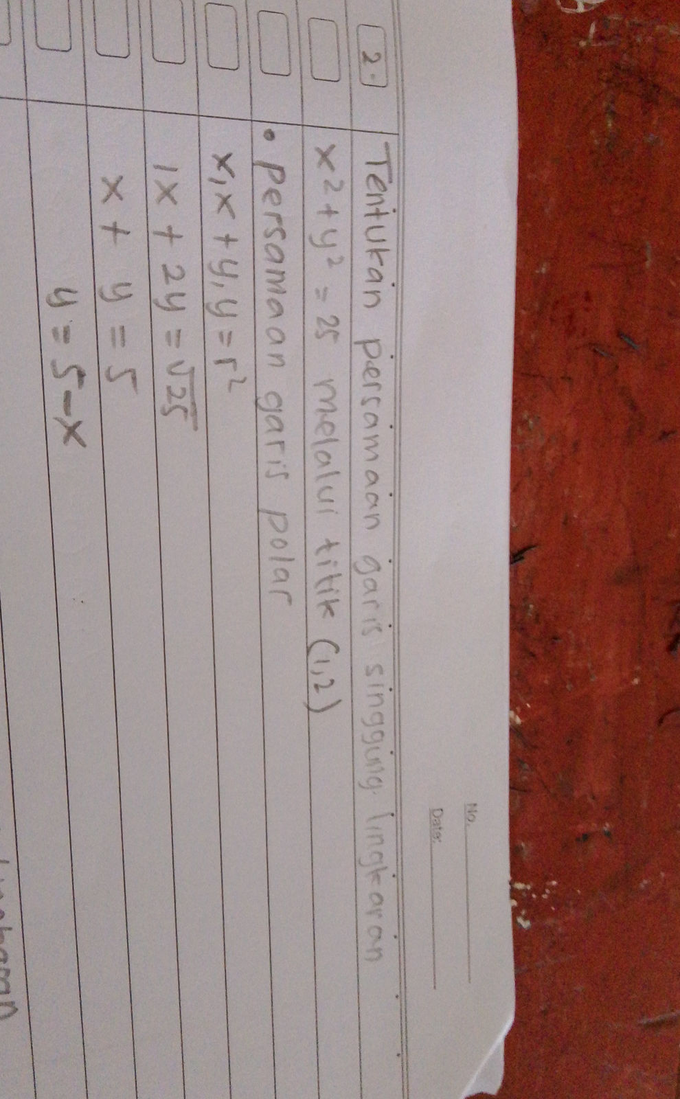 Tentukan persamaan garis singgung lingkaran | StudyX