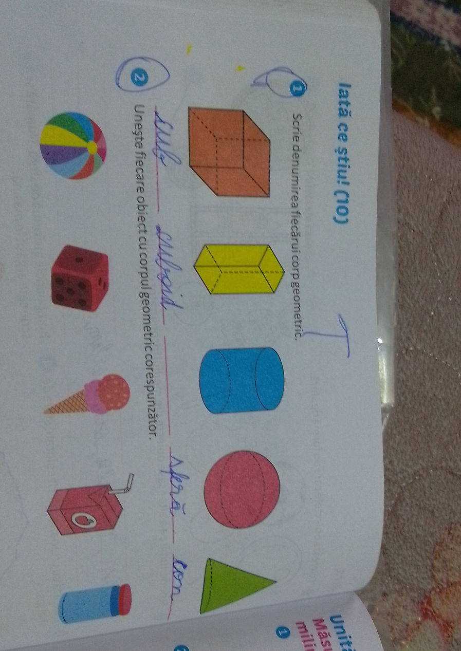 1. Scrie denumirea fiecărui corp geometric. | StudyX