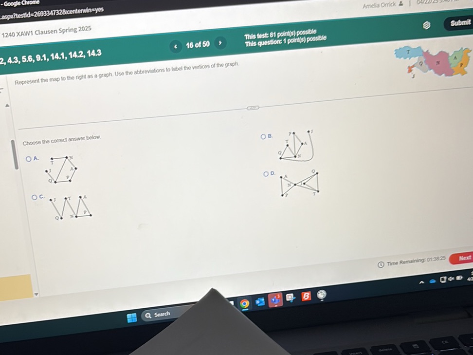 Represent the map to the right as a graph. | StudyX