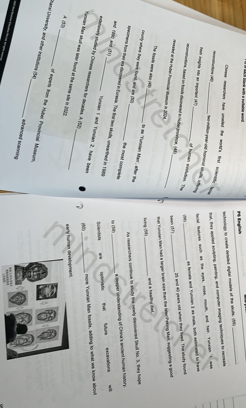 Fill in each blank with a suitable word. | StudyX