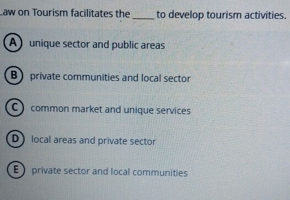 Law on Tourism facilitates the ____ to | StudyX