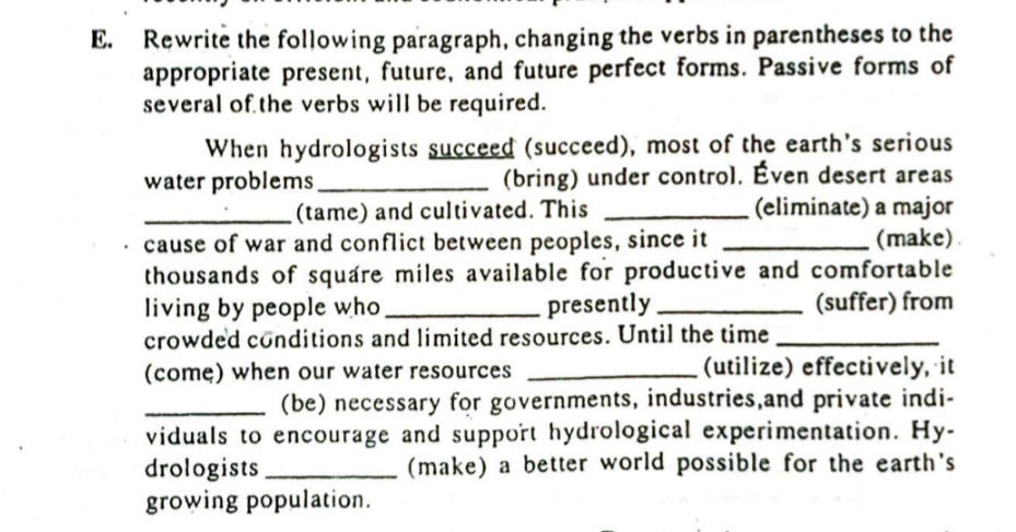 E. Rewrite the following paragraph, changing | StudyX