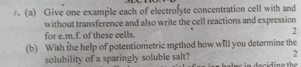 1. (a) Give one example each of electrolyte | StudyX
