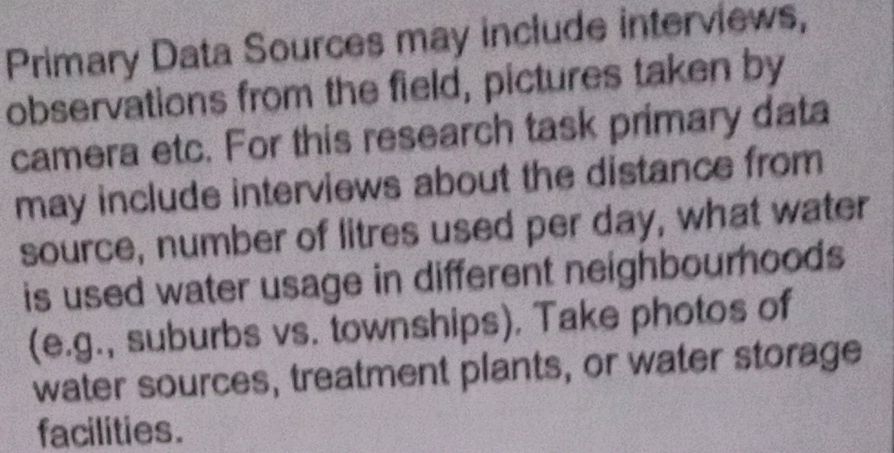 Primary Data Sources may include interviews, | StudyX