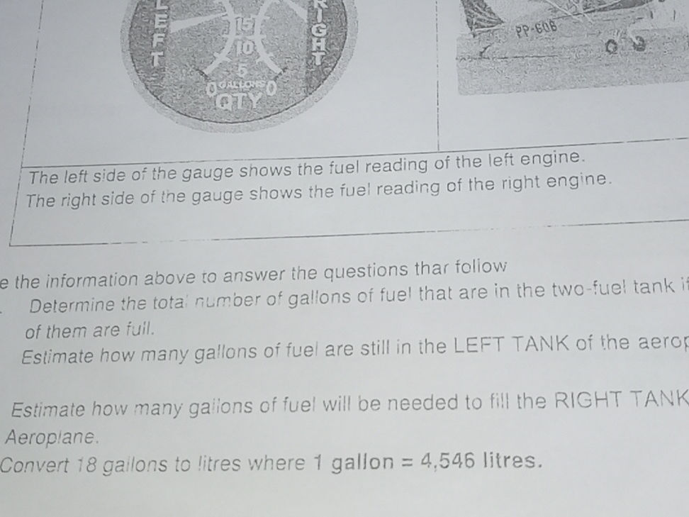 The left side of the gauge shows the fuel | StudyX
