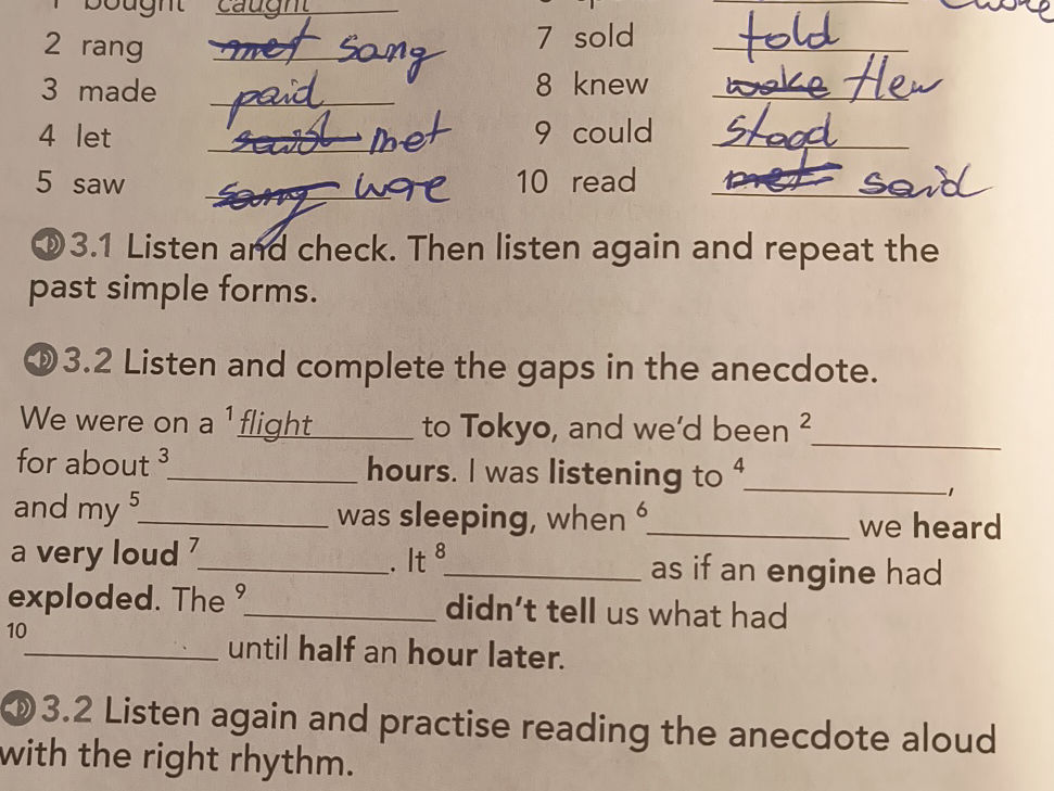 3.1 Listen and check. Then listen again and | StudyX
