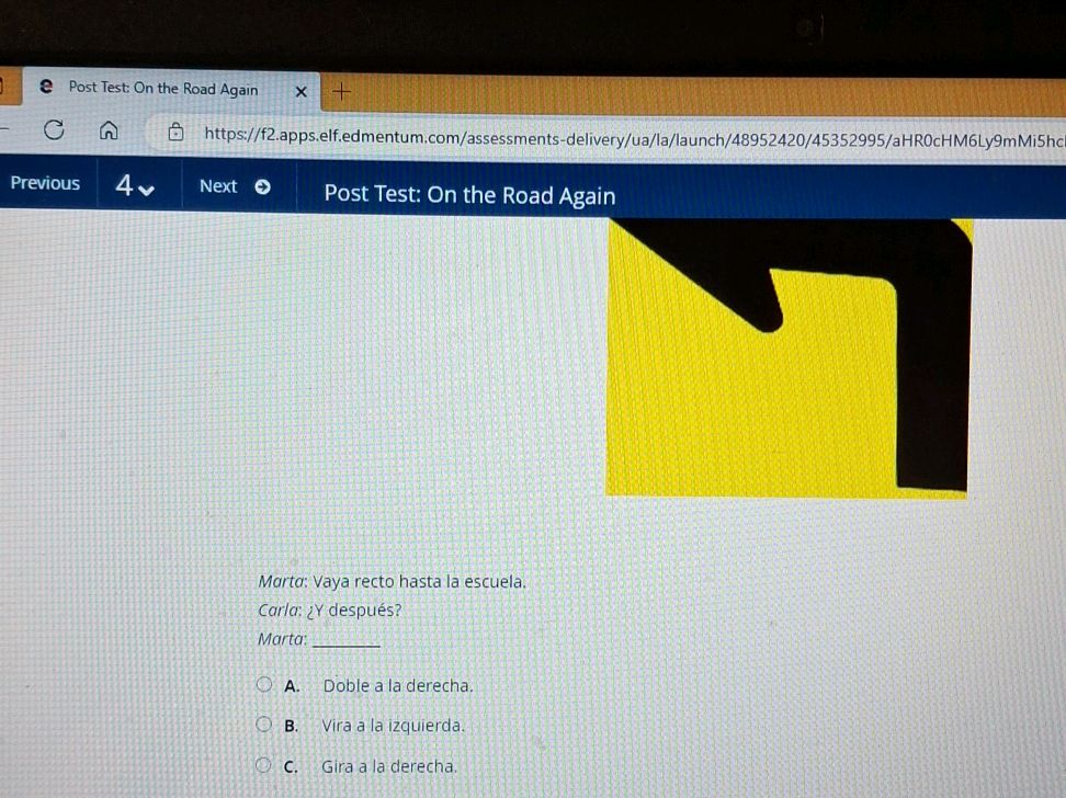 Marta: Vaya recto hasta la escuela. Carla: | StudyX