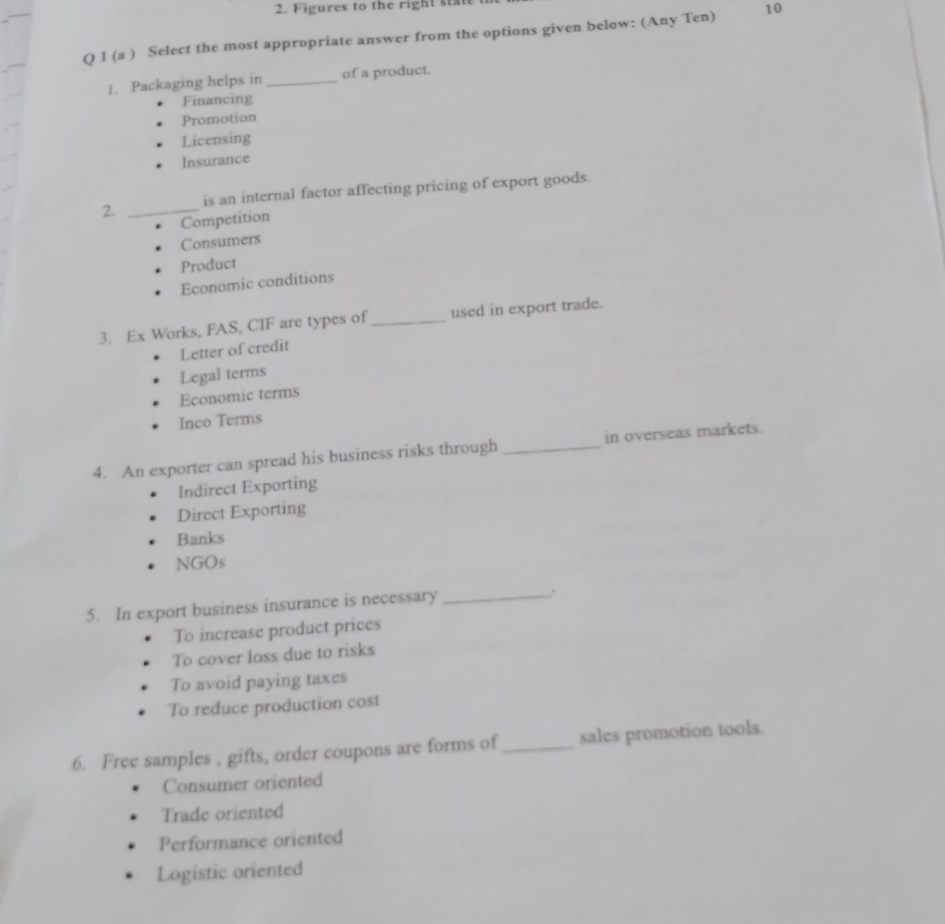 Q 1 (a) Select the most appropriate answer | StudyX