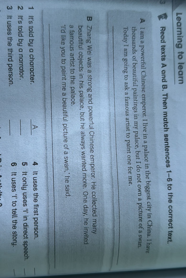 Read texts A and B. Then match sentences 1-6 | StudyX