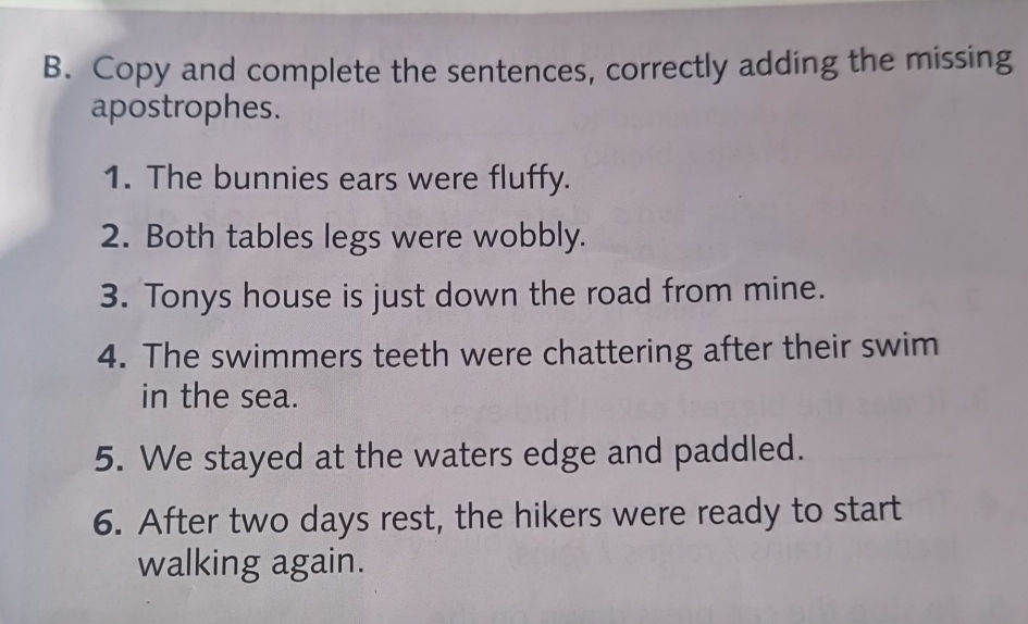 B. Copy and complete the sentences, | StudyX