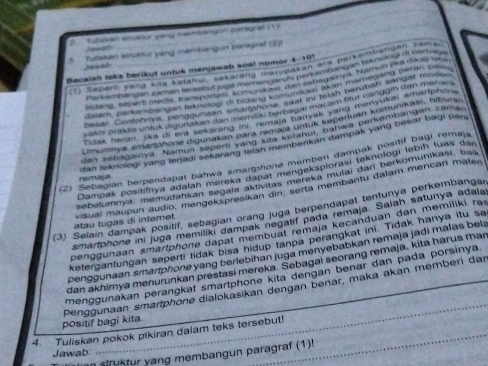 4. Tuliskan pokok pikiran dalam teks | StudyX